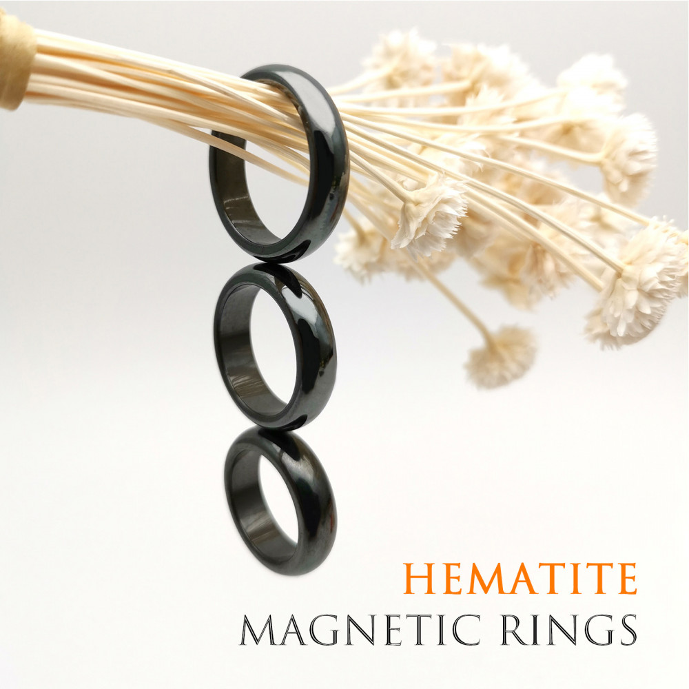 Morchic 10Pcs Magnetic Hematite Plain Band Rings for Women Men, Therapy Arthritis Anxiety Pain ...